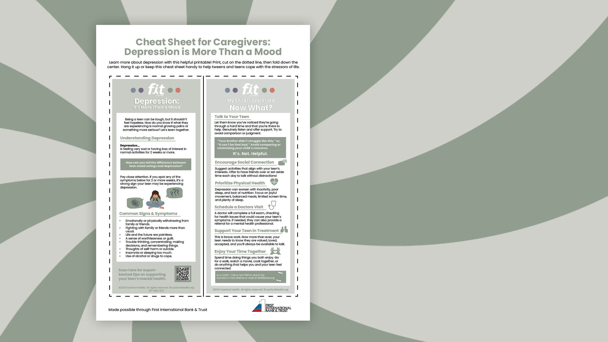 Cheat Sheet for Parents & Caregivers: Understanding Teen Depression ...